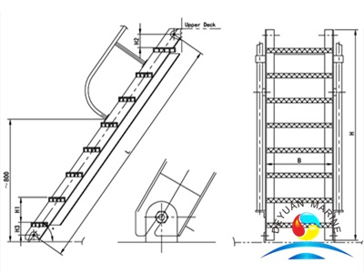 Marine Engine Room Inclined Ladder For Steel Vessels With CCS from ...